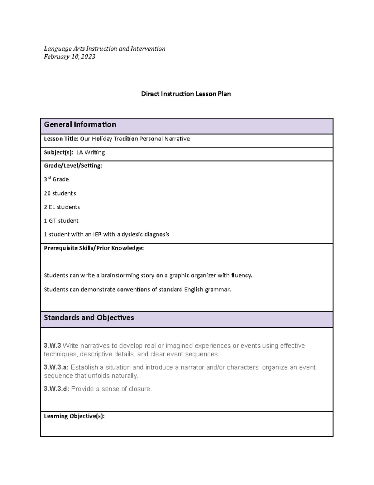 Language Arts Instruction and Intervention February 10 2023 Direct ...