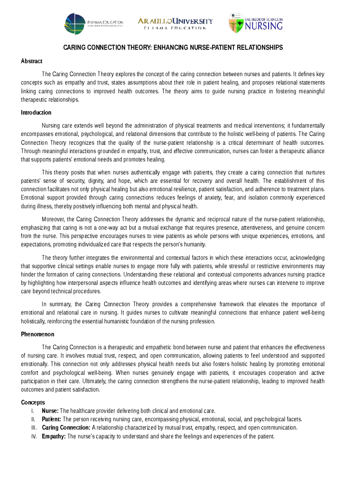 Caring Connection Theory: Enhancing Nurse-Patient Relationships in ...