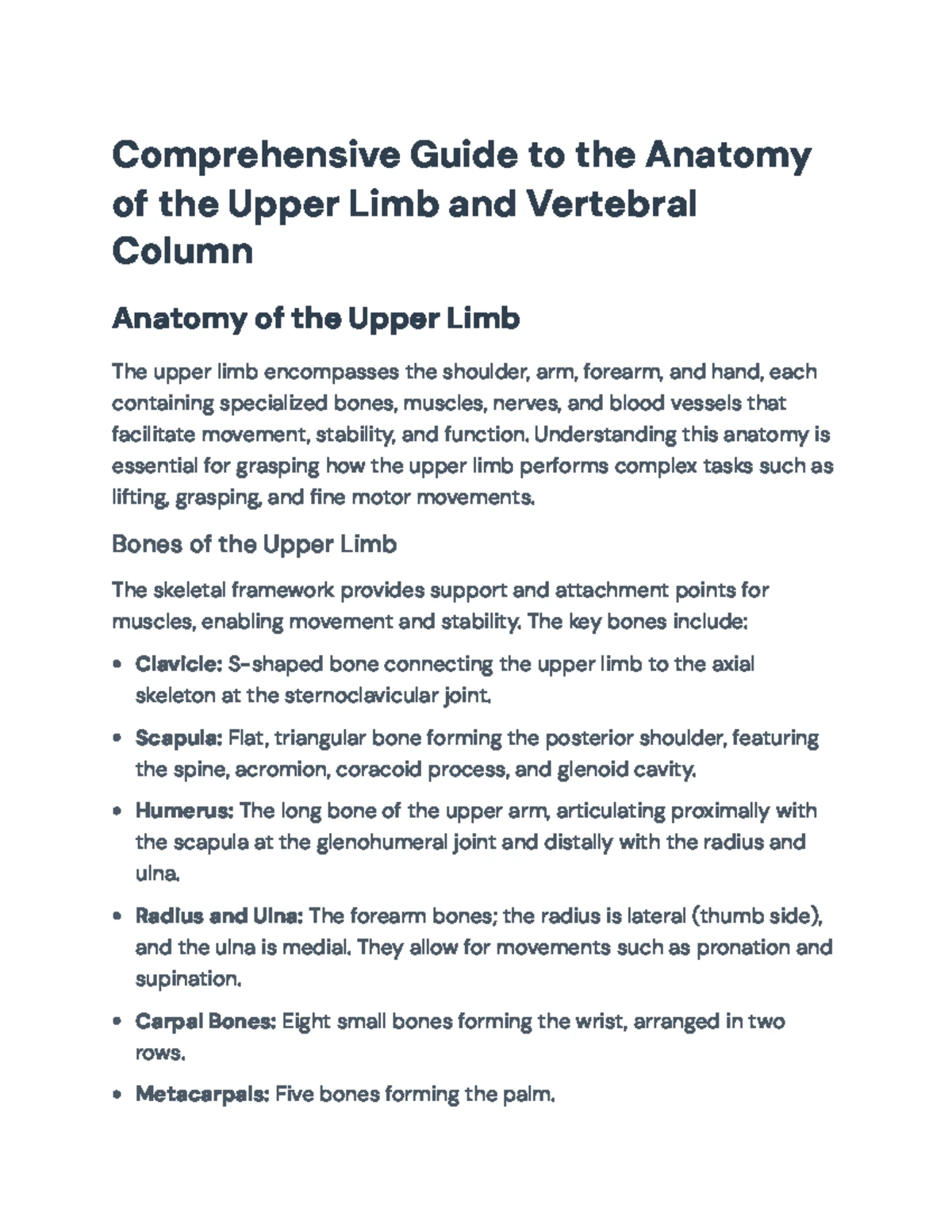 Comprehensive Guide to Human Anatomy (ANAT 101) - Studocu