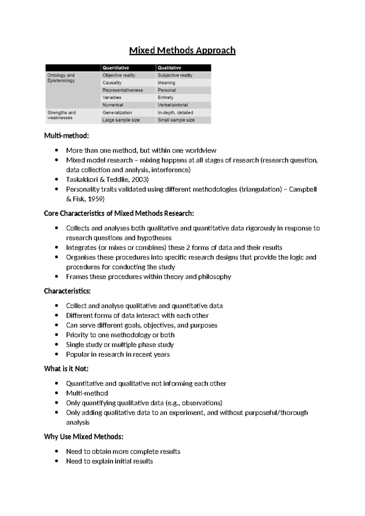Mixed Methods Approach: Integrating Qual & Quant Data in Research - Studocu