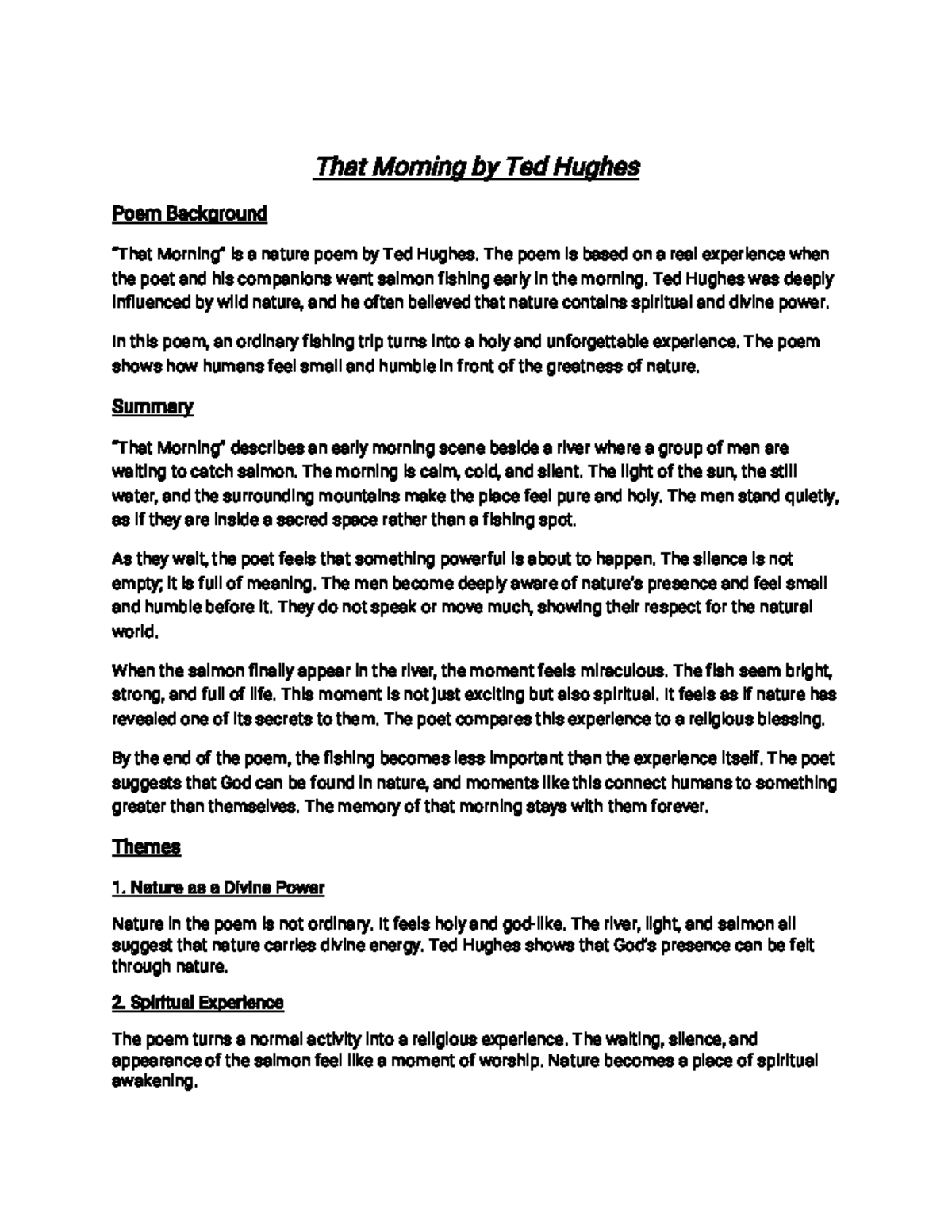 Analysis of "That Morning" Poem by Ted Hughes: Nature's Spiritual Power ...