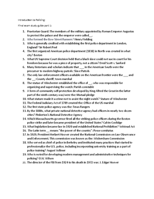 Introduction to Policing: Unit 7 Study Guide - Studocu