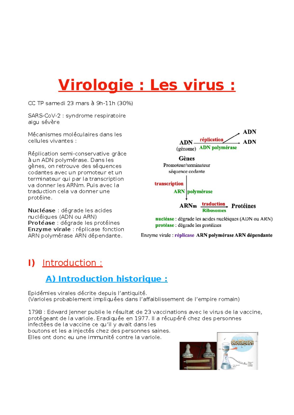 Cours 1 Virologie : Résumé complet des virus et infections virales - Studocu