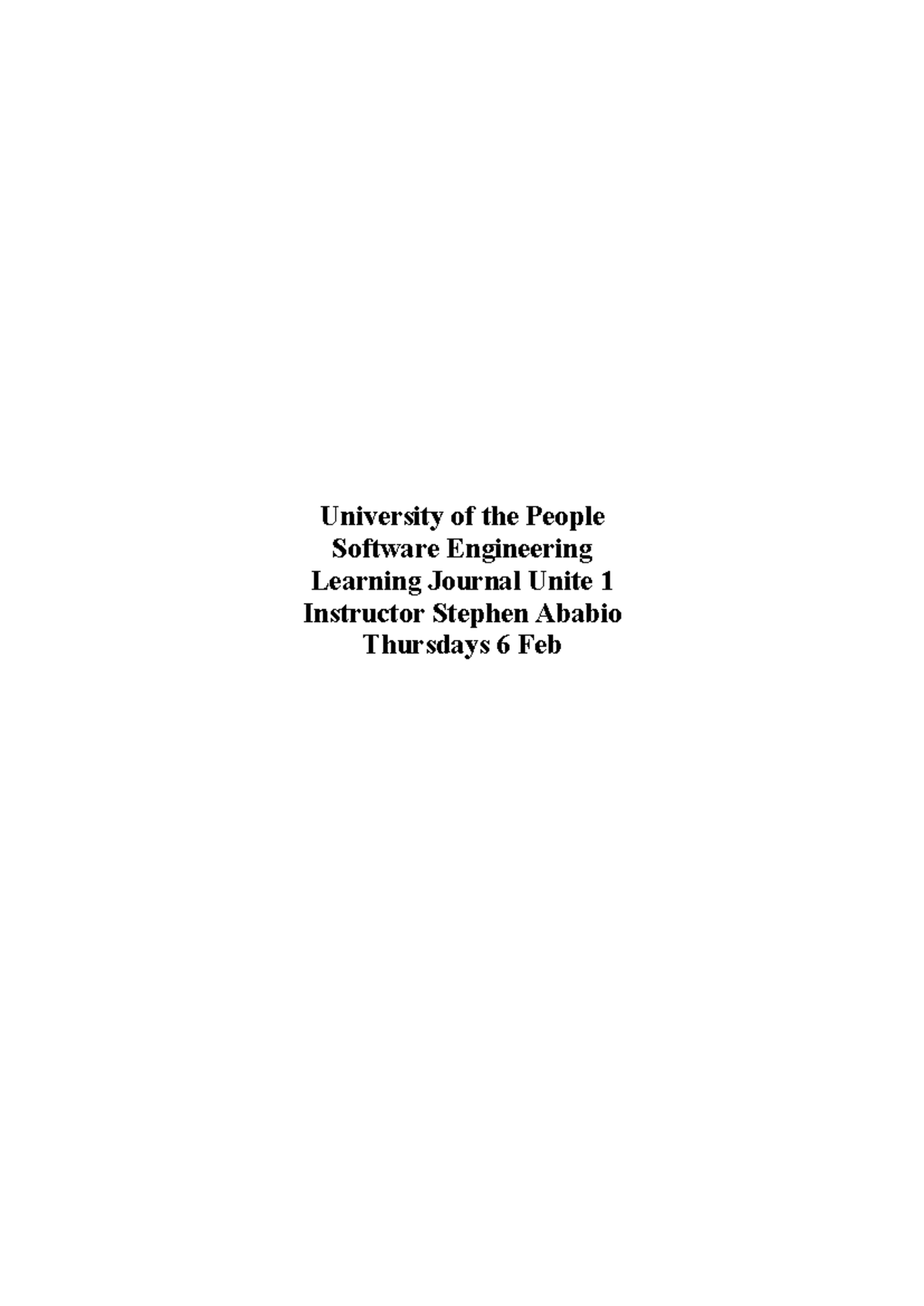 Learning Journal 1 - HHS - SOC 1502 - University of the People Software ...