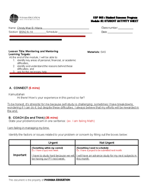 SSP005 Module 1 Odyssey PLAN SAS.docx - SSP 005 : Student Success ...