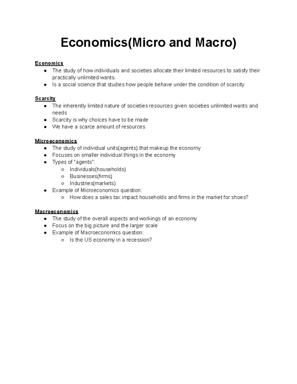 Economics (Micro & Macro) Study Notes: Resource Allocation Insights ...