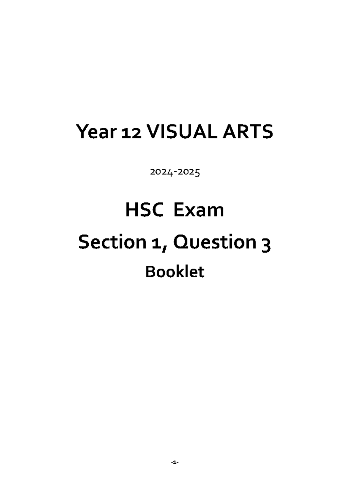 Year 12 VISUAL ARTS HSC Exam Revision Booklet for Section 1 Q3 - Studocu