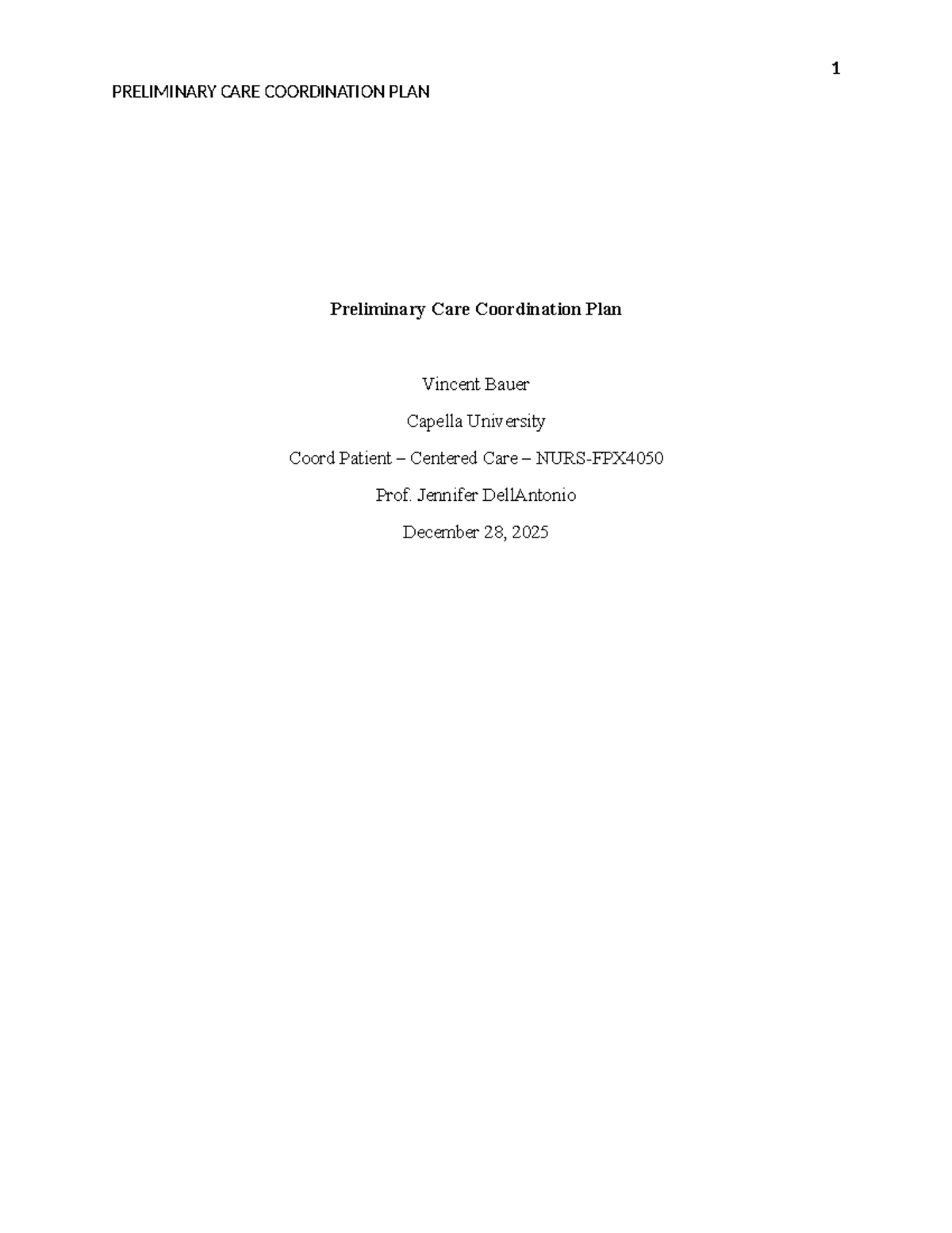 PRELIMINARY CARE COORDINATION PLAN: Addressing Substance Abuse Issues ...