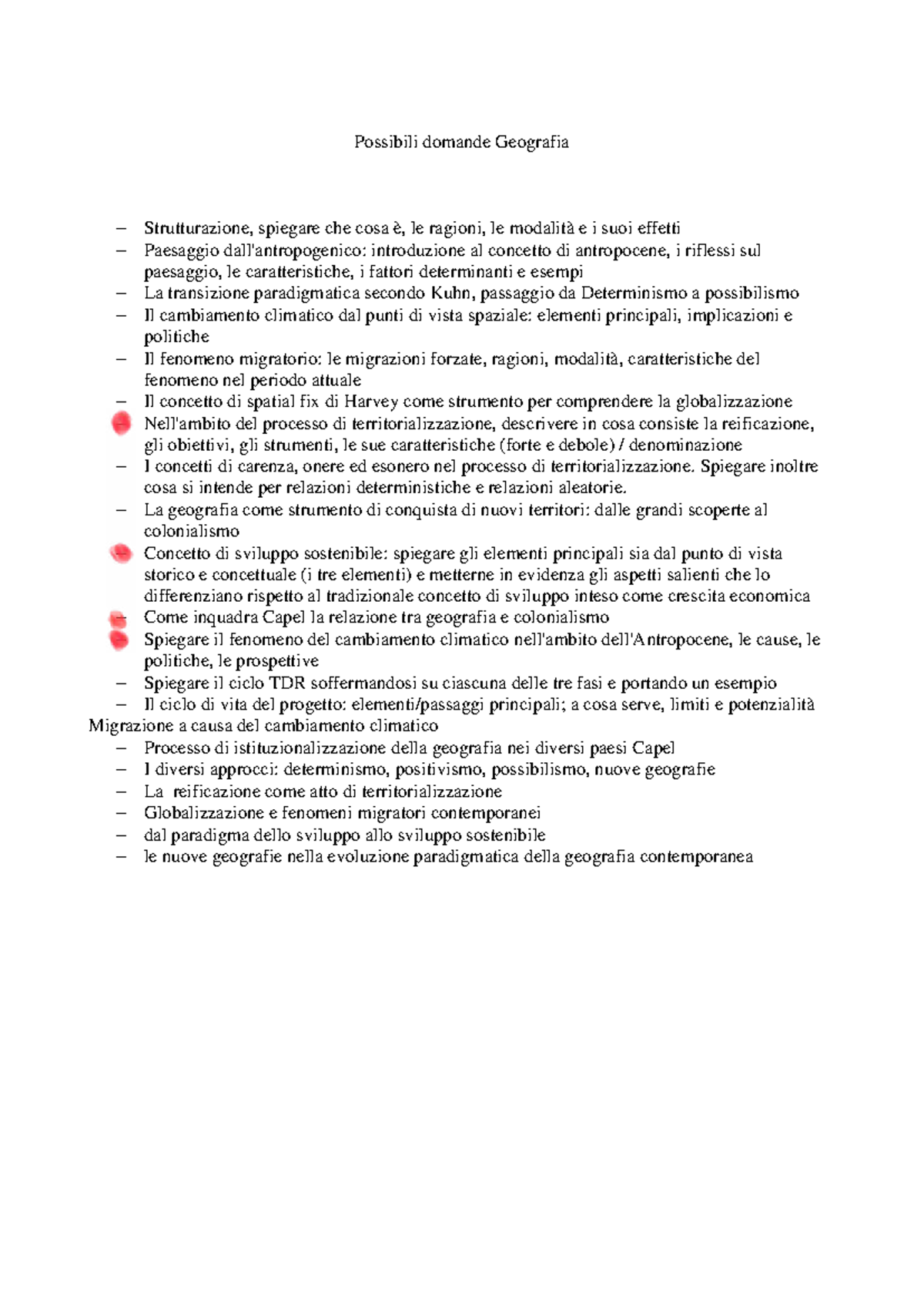 Domande di Geografia: Antropocene, Cambiamento Climatico e Migrazioni - Studocu