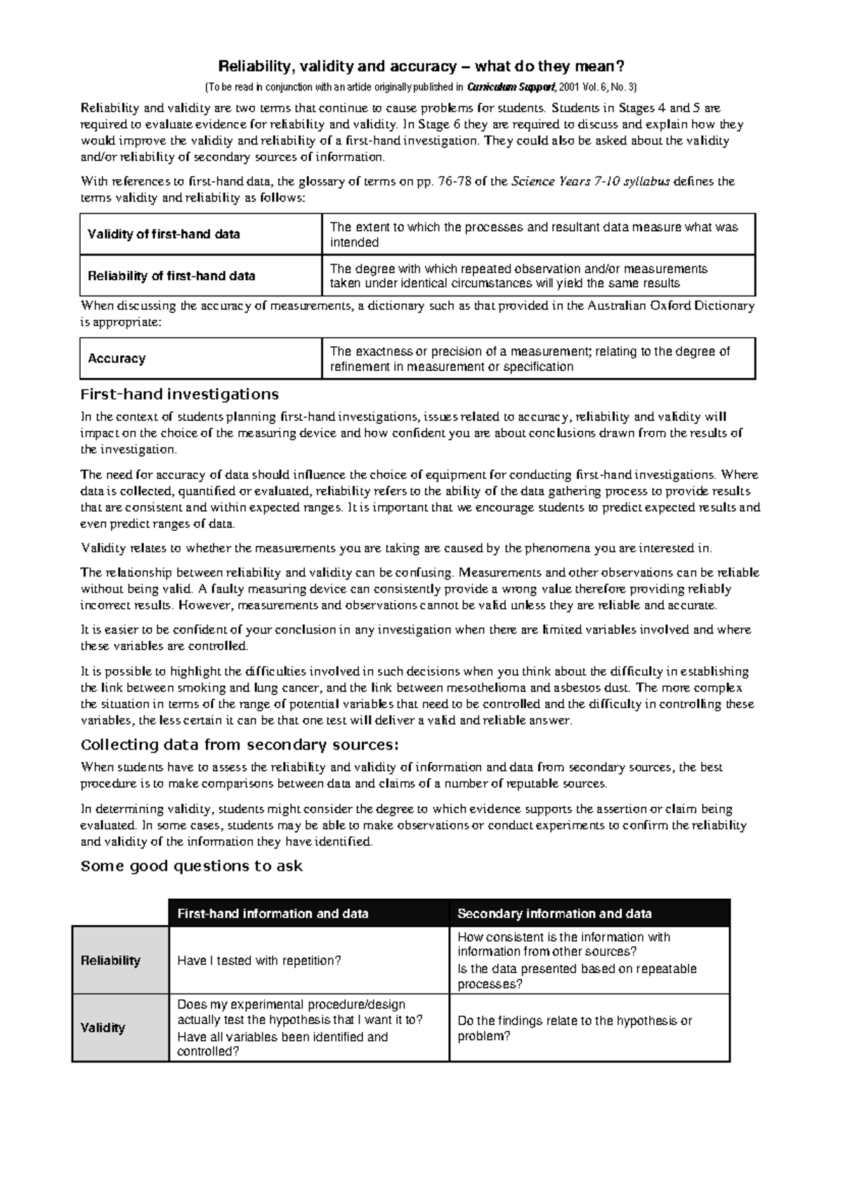 Assessing Experiments: Understanding Reliability, Validity, and ...