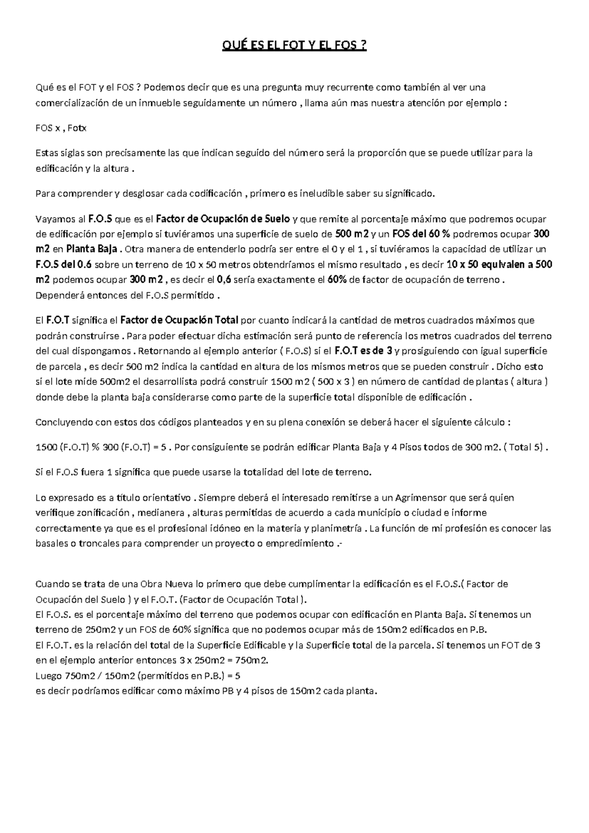 QUÉ ES EL FOT Y EL FOS - EXPLICACIÓN Y CÁLCULOS CLAVE - Studocu