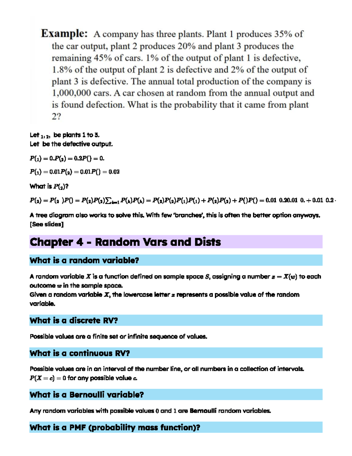 Stat 251 Chapter 4: Random Variables and Distributions Notes - Studocu