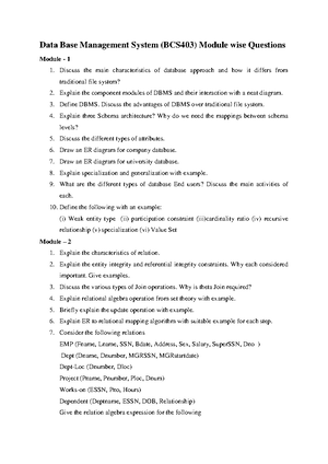 DBMS_B_Final IA Marks - Sir M. Visvesvaraya Institute of Tech - Studocu