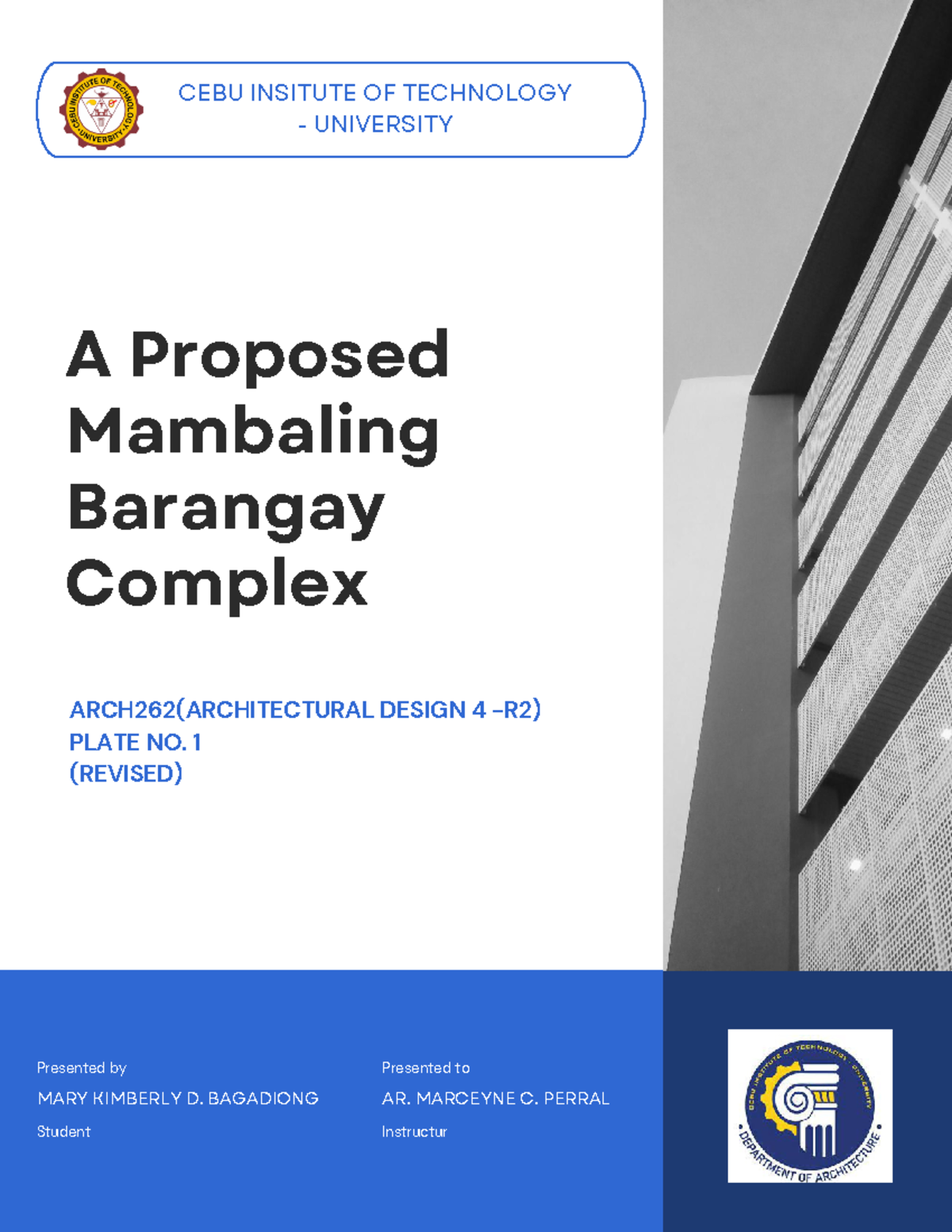ARCH262: Proposed Barangay Mambaling Complex Overview and Design - Studocu