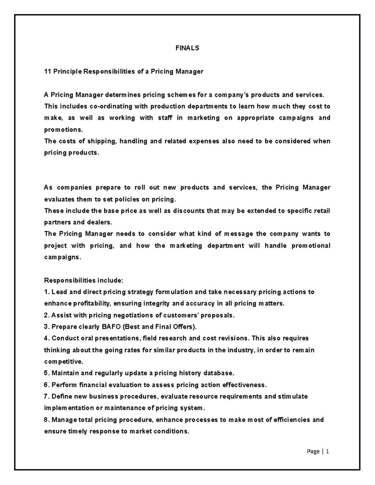 08 Finals Reviewer Pricing Strategy - FINALS 11 Principle ...