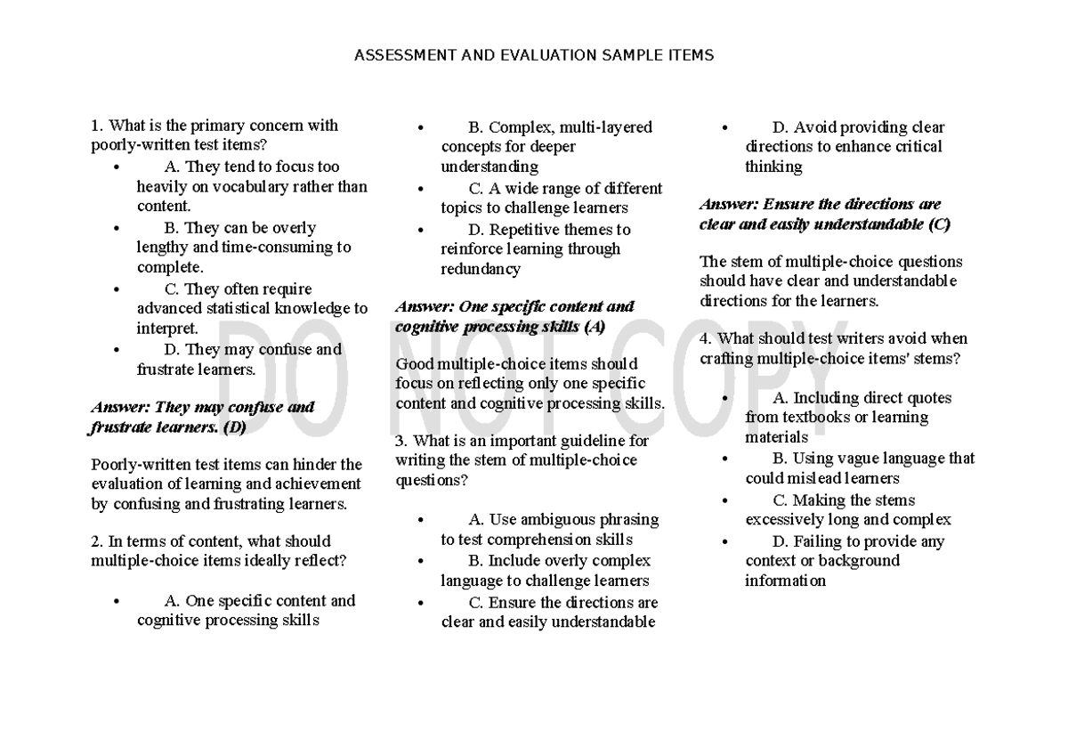 Eval sample items - 1. What is the primary concern with poorly-written ...
