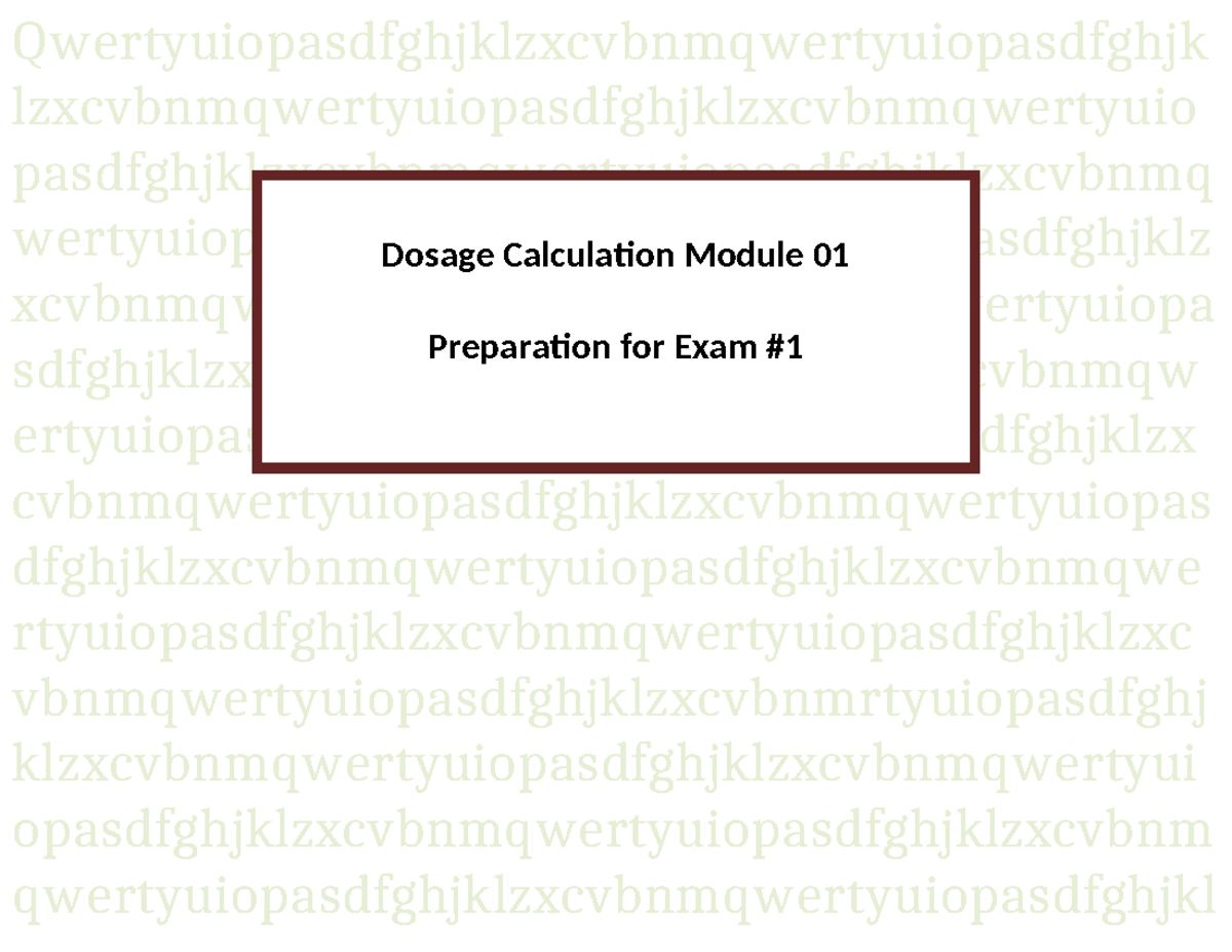 Med Adm Module 01 Preparation for Exam 01 ...