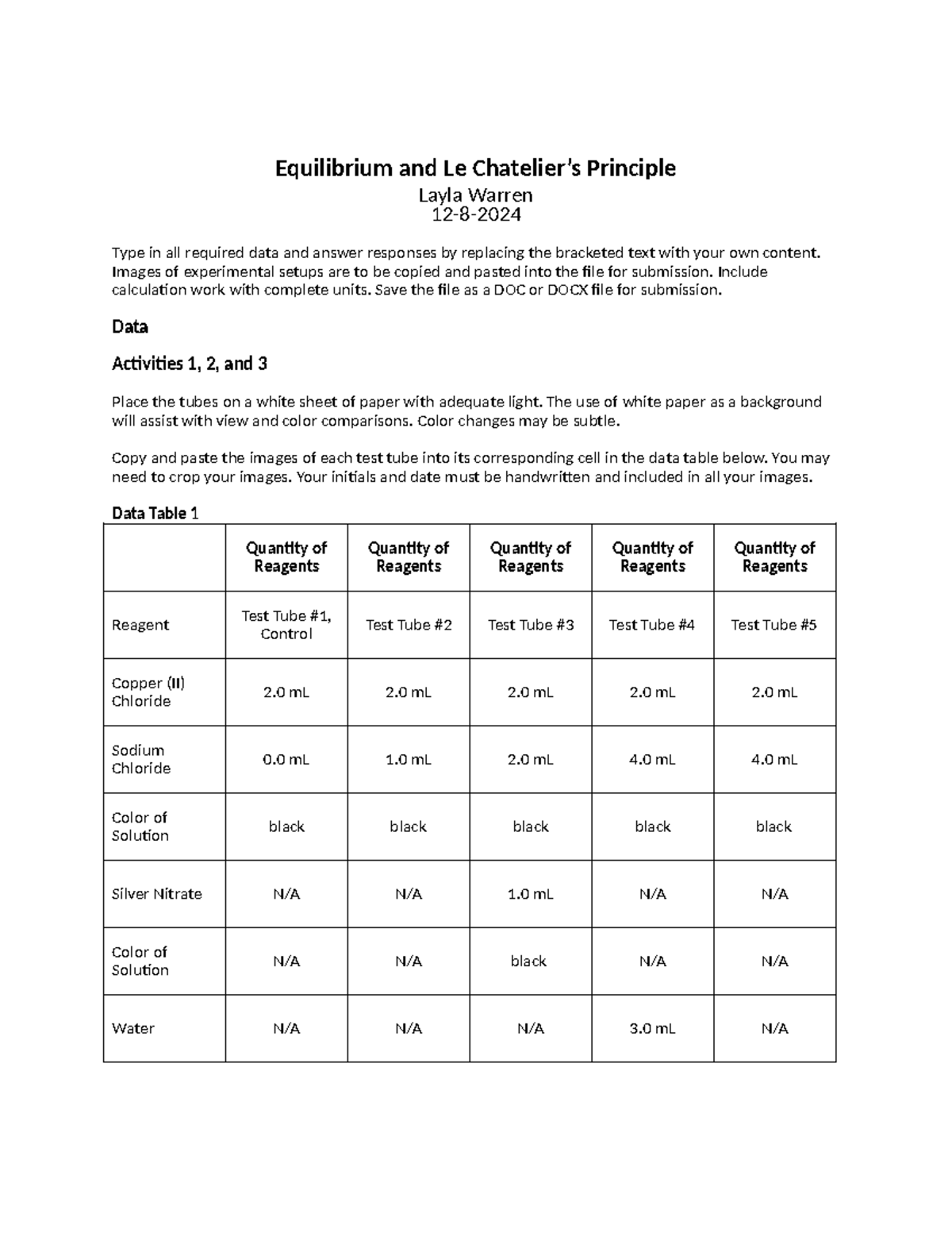 CHM 101L M5 Lab Report on Equilibrium and Le Chatelier's Principle - Studocu