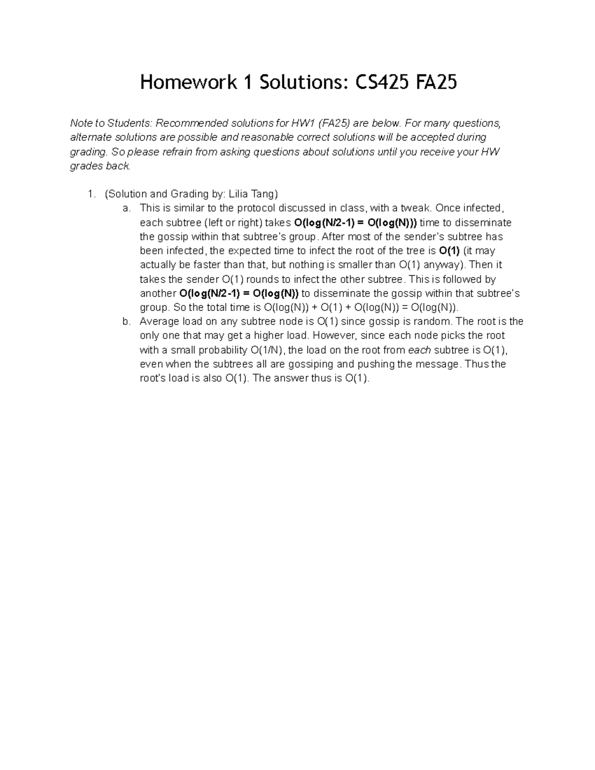 HW1 Solutions Overview: CS425 FA25 - Studocu