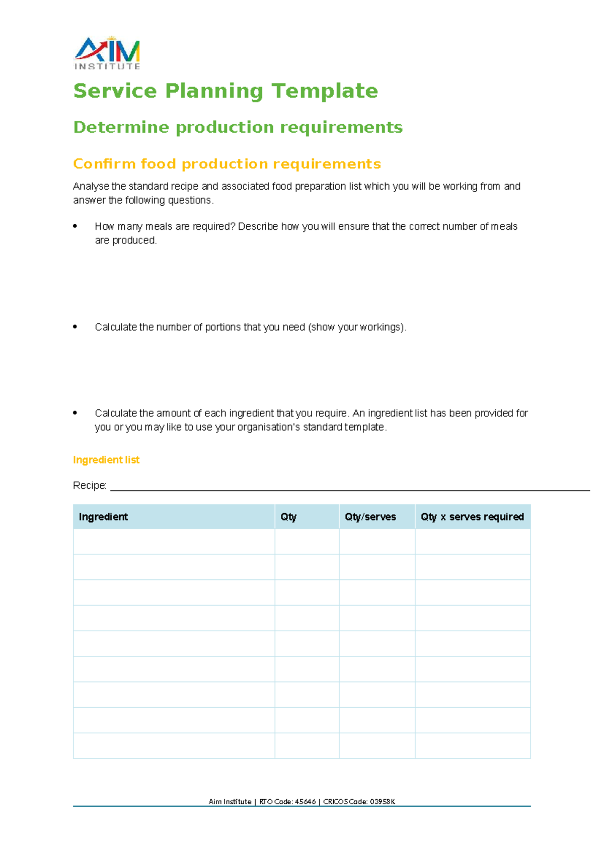 Service Planning Template- Sithccc 029 - Service Planning Template ...