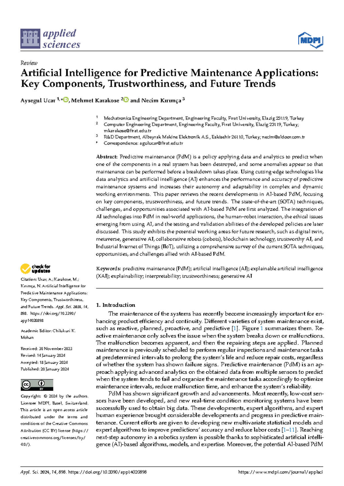 AI-Based PdM: Key Components, Trustworthiness, and Future Trends in ...