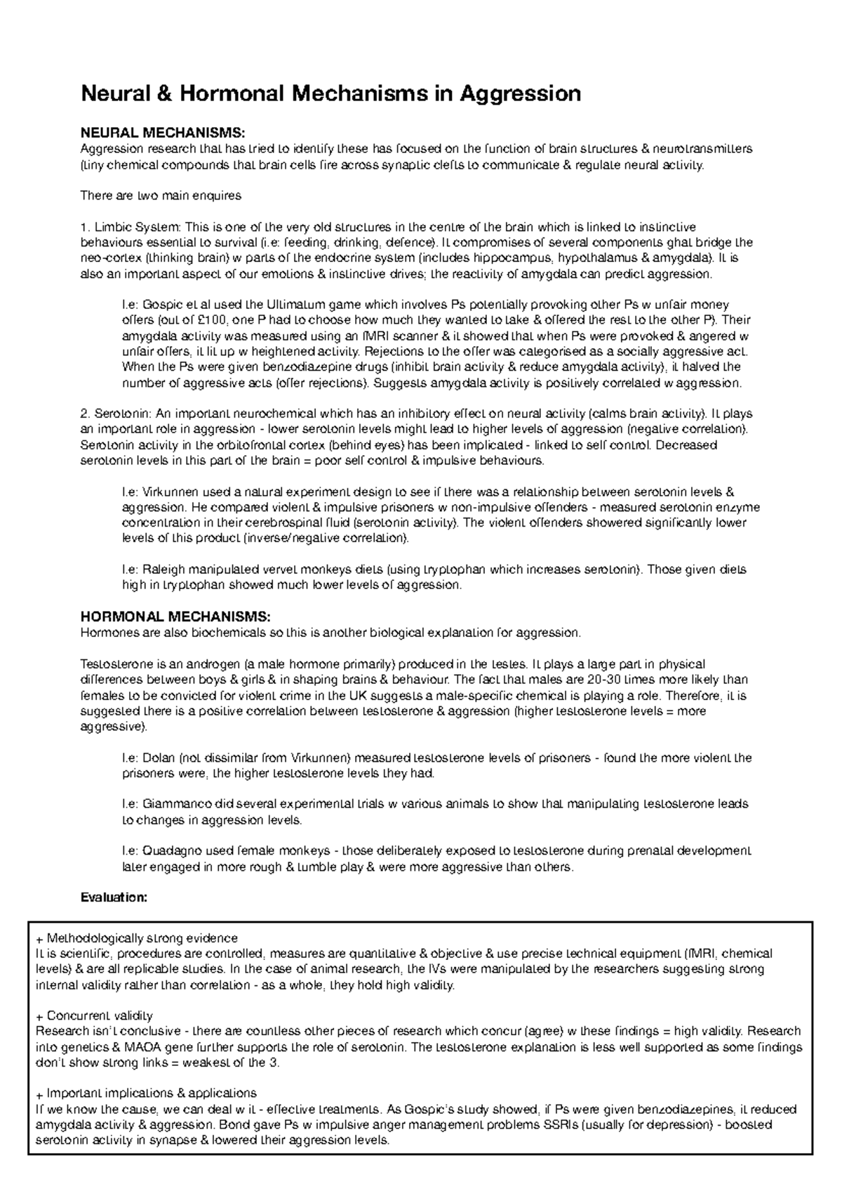 Aggression in psychology - Neural & Hormonal Mechanisms in Aggression ...