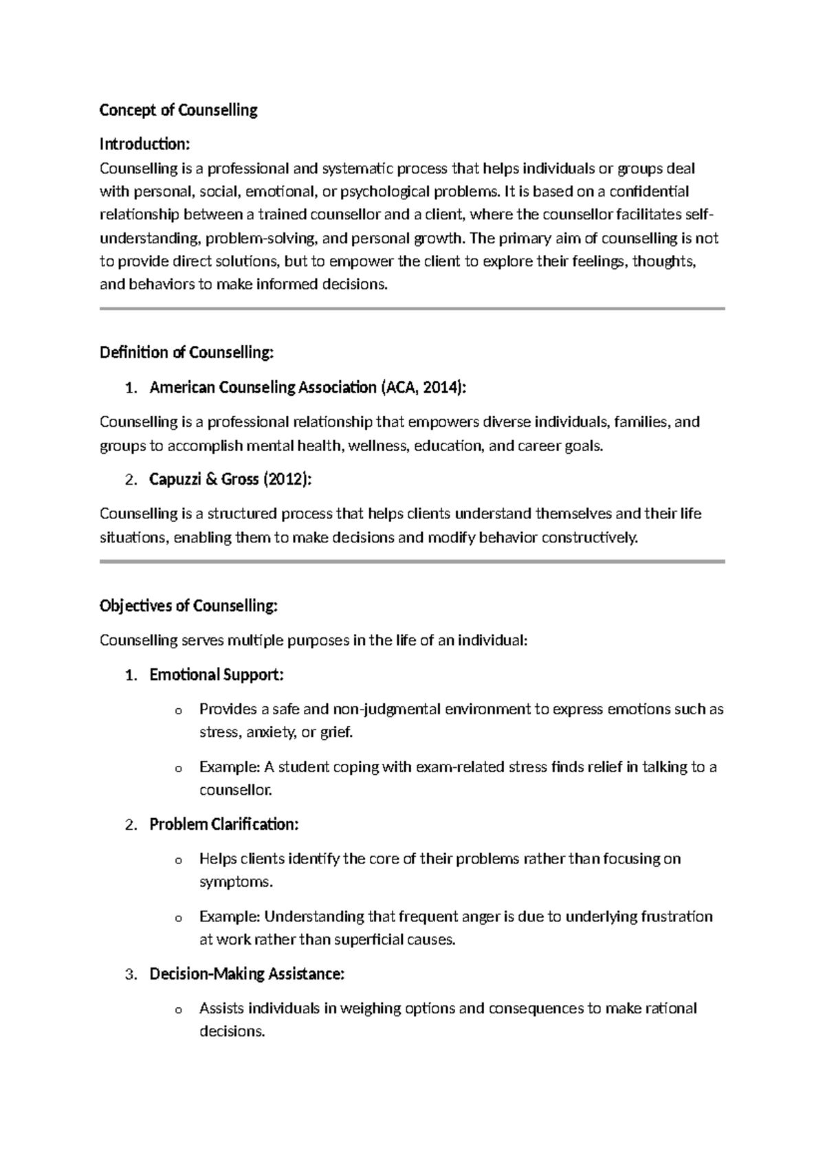 Unit 1: Counselling Concepts and Skills - ChatGPT Notes - Studocu