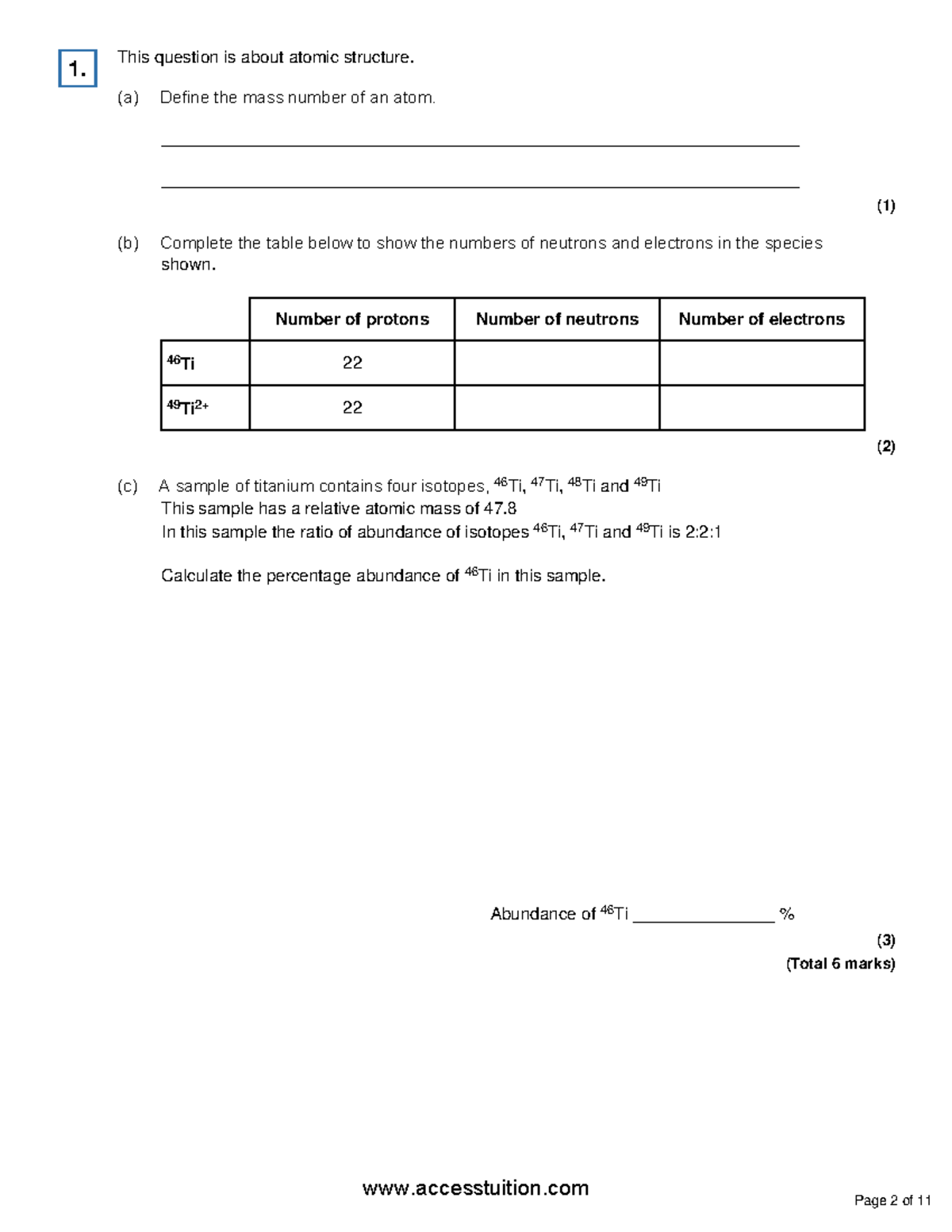 Mass Number and Isotopes Q&A (Chem 101) - Studocu
