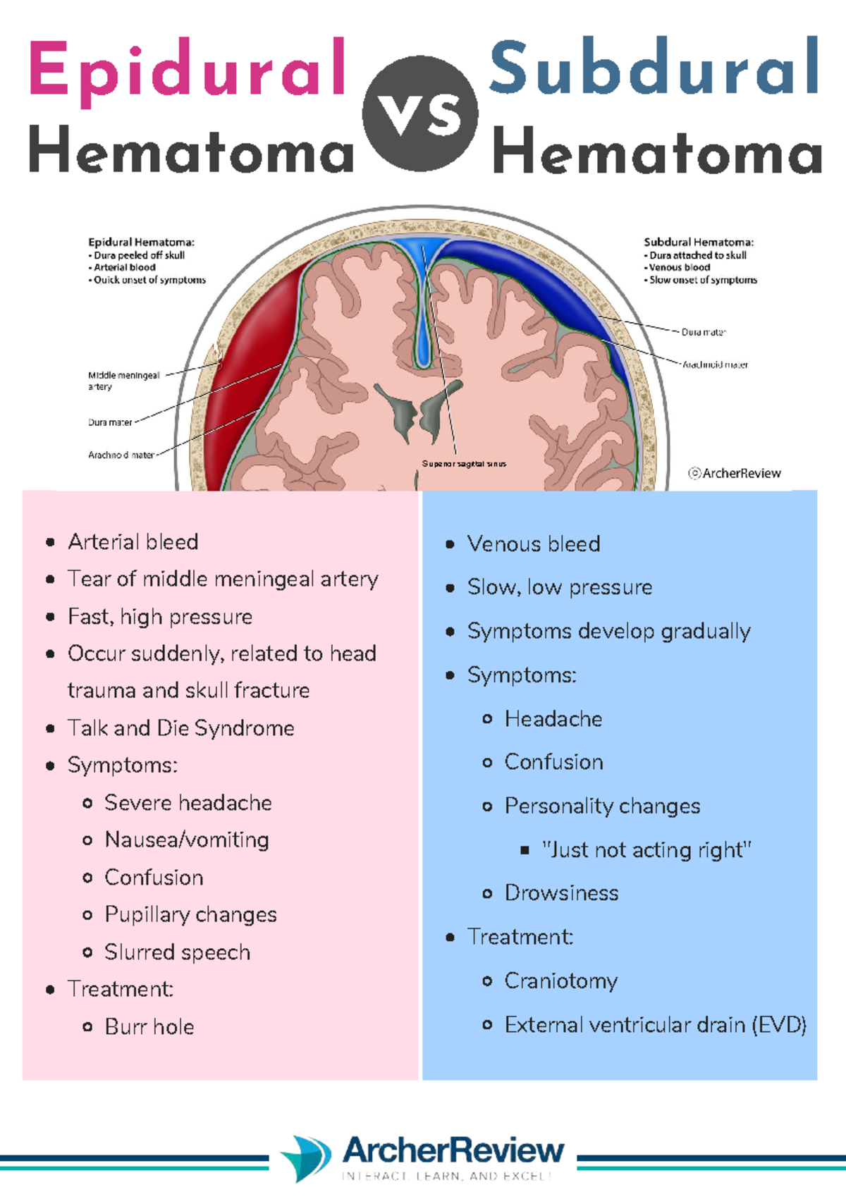 Archer epidural subdural hematoma Z - Arterial bleed Tear of middle ...