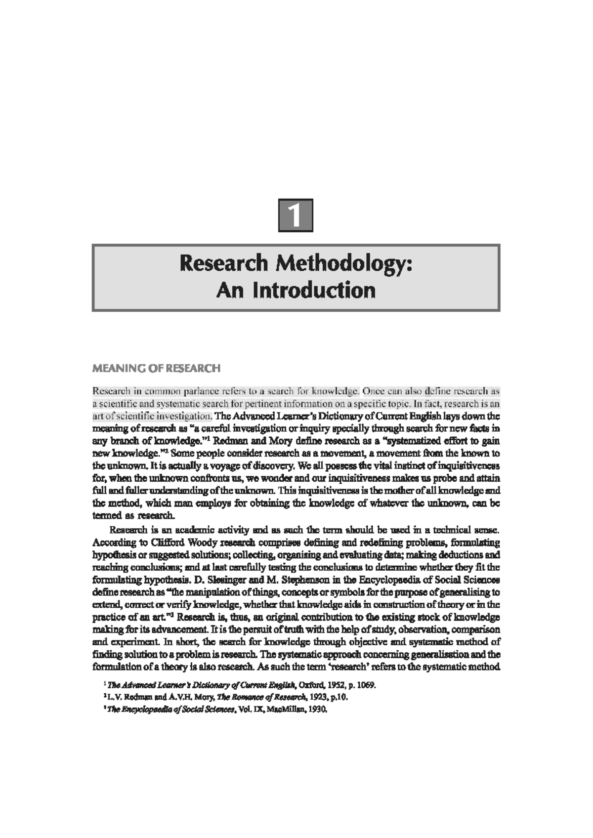 Research Methodology: An Introductory Overview (Chapter 1 Notes) - Studocu