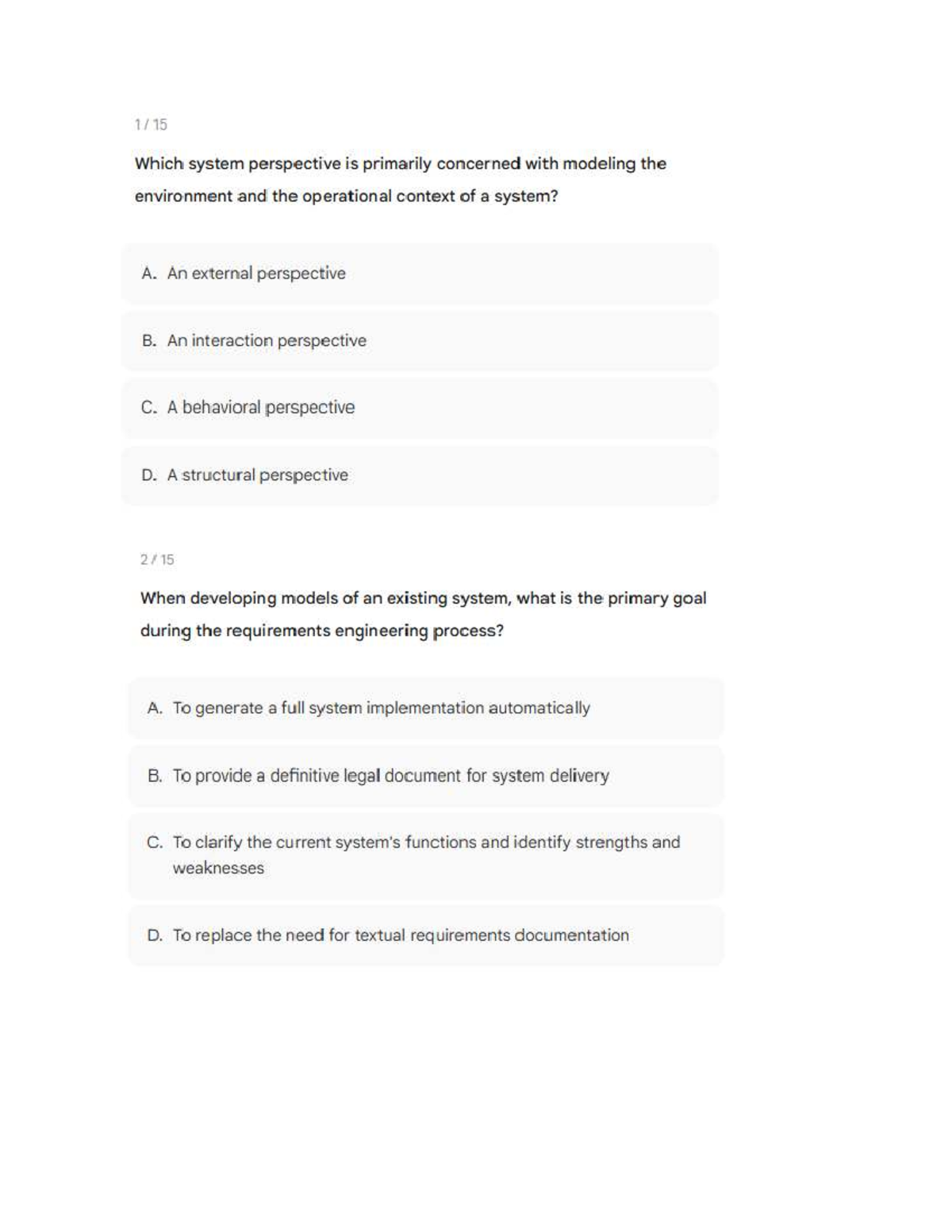 System Modeling Quiz - CSE 101 - Studocu