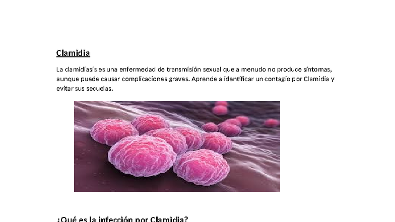 Clamidia: Informe sobre la Infección y sus Síntomas - Studocu