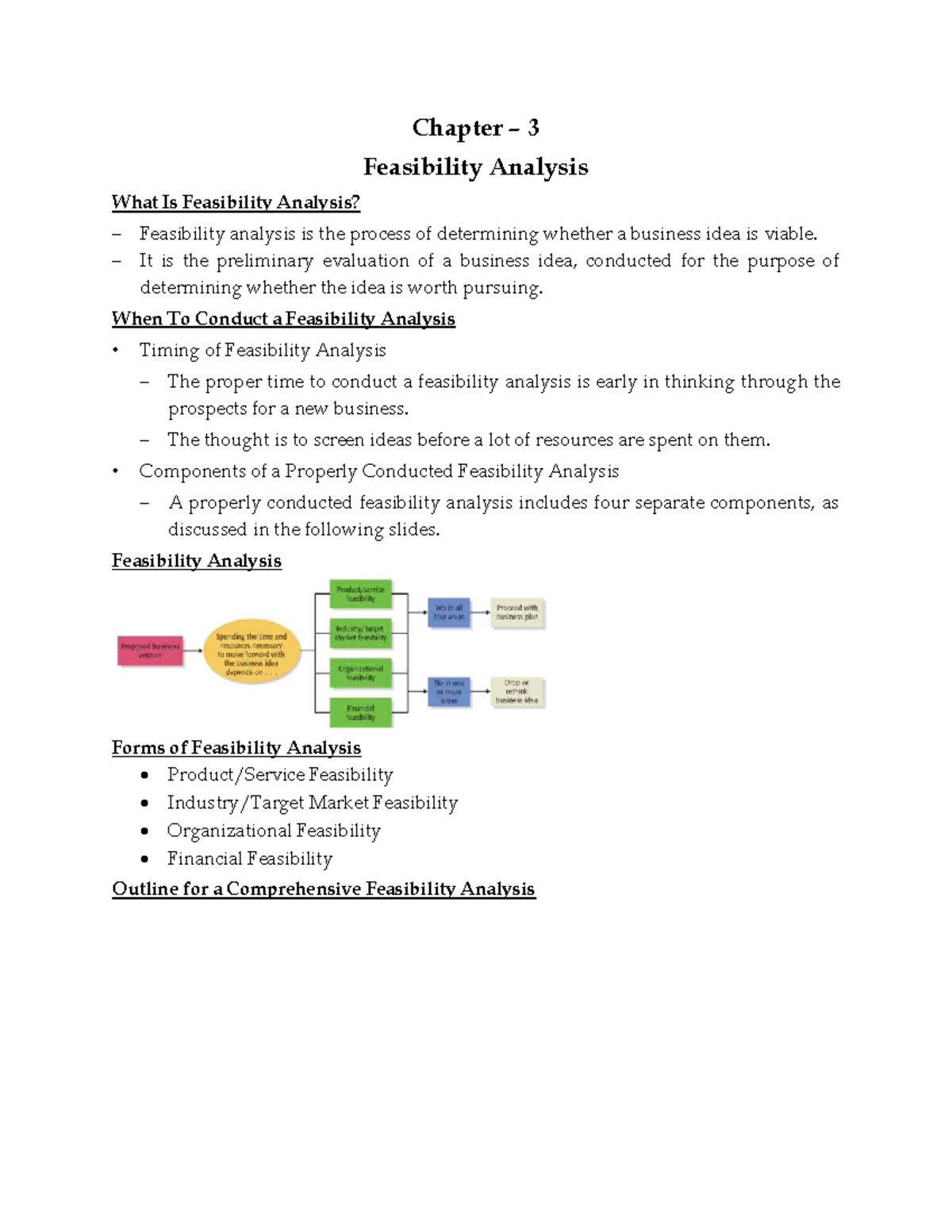 BUS 513 - Entrepreneurship Development: Chapter 3 Feasibility Analysis ...