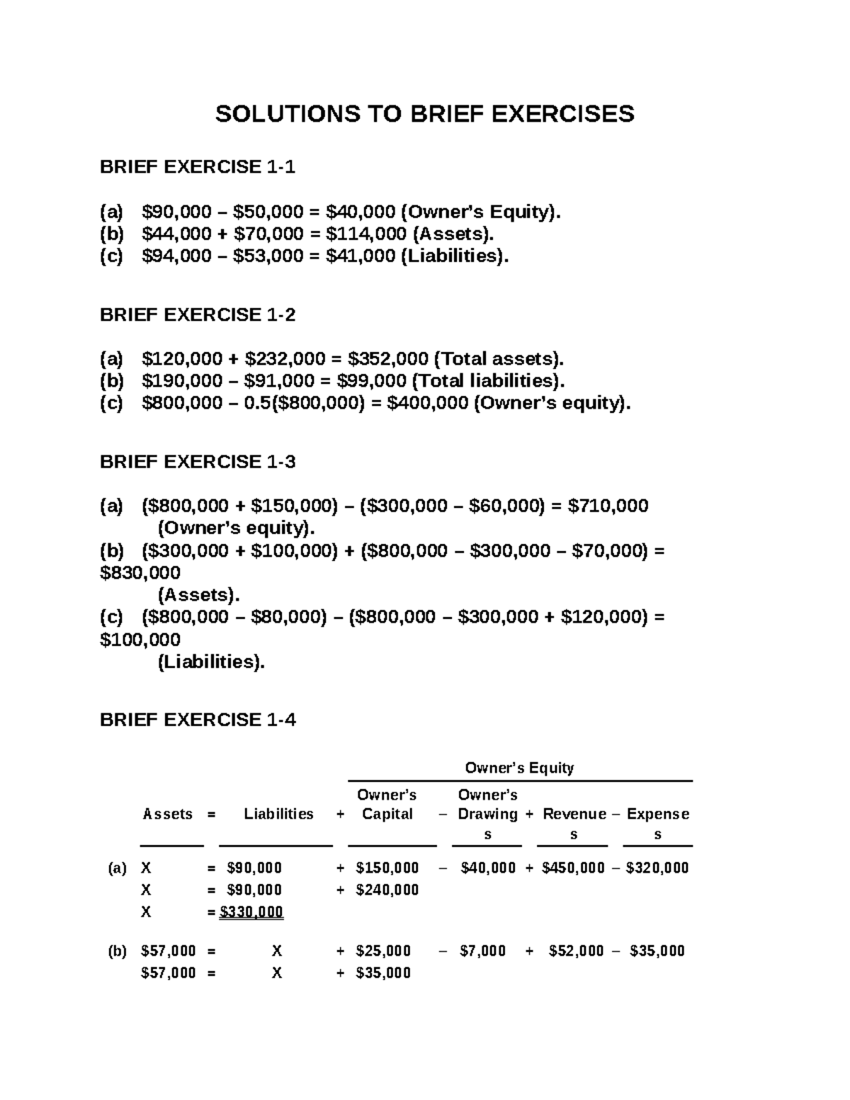 Chapter 1 Brief Exercises Solutions - SOLUTIONS TO BRIEF EXERCISES ...
