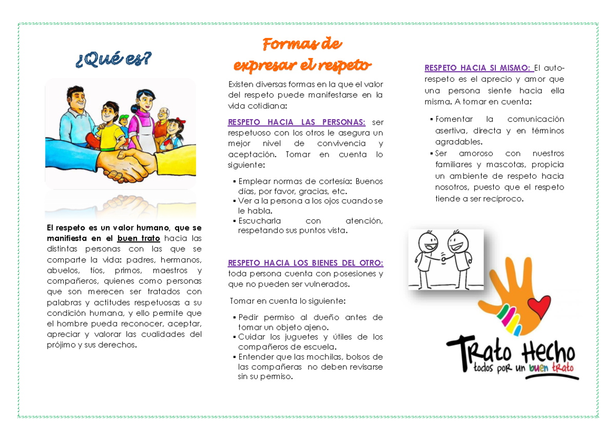 Tríptico Sobre El Respeto Valoración Y Prácticas Rgfhh Studocu
