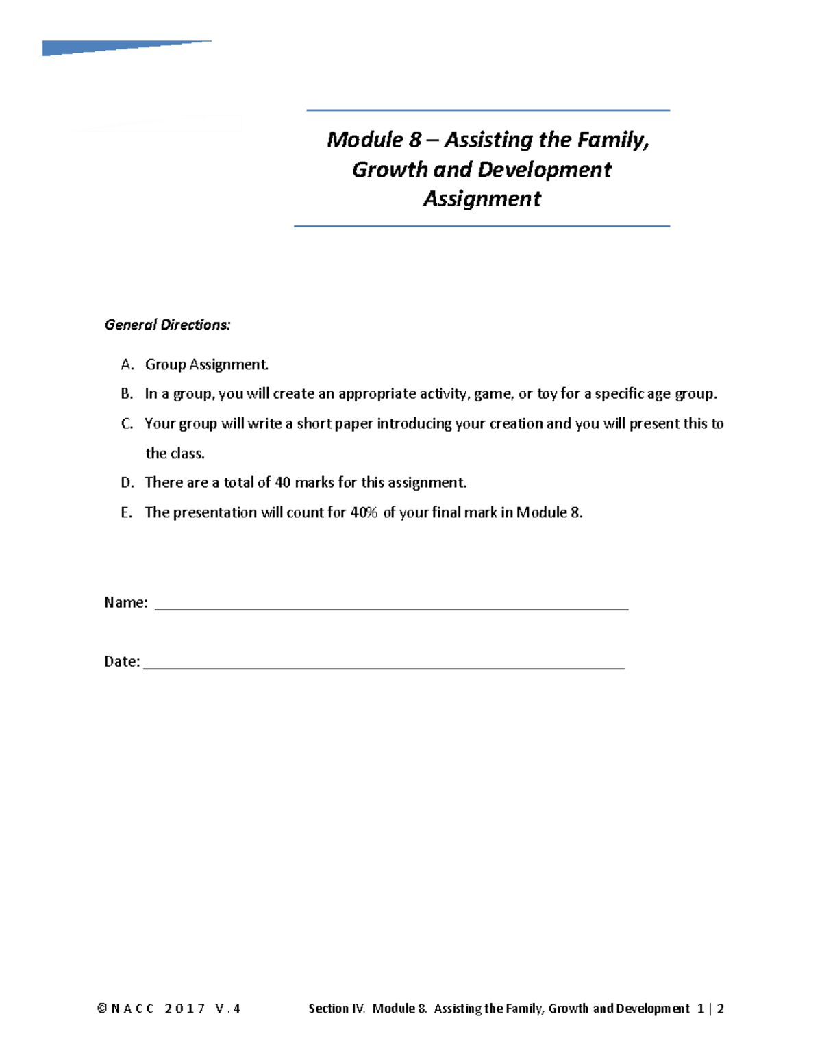 Module 8 Growth & Development Group Assignment Guidelines - Studocu