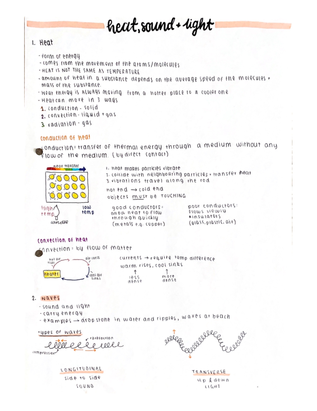 Science Notes YEAR 9 - heat,sound light 1. Heat form of energy comes ...