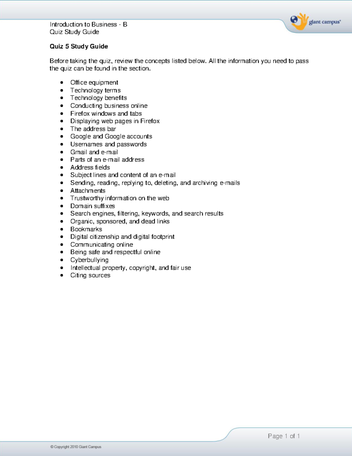Intro to Business - B Quiz 5 Study Guide and Key Concepts ...