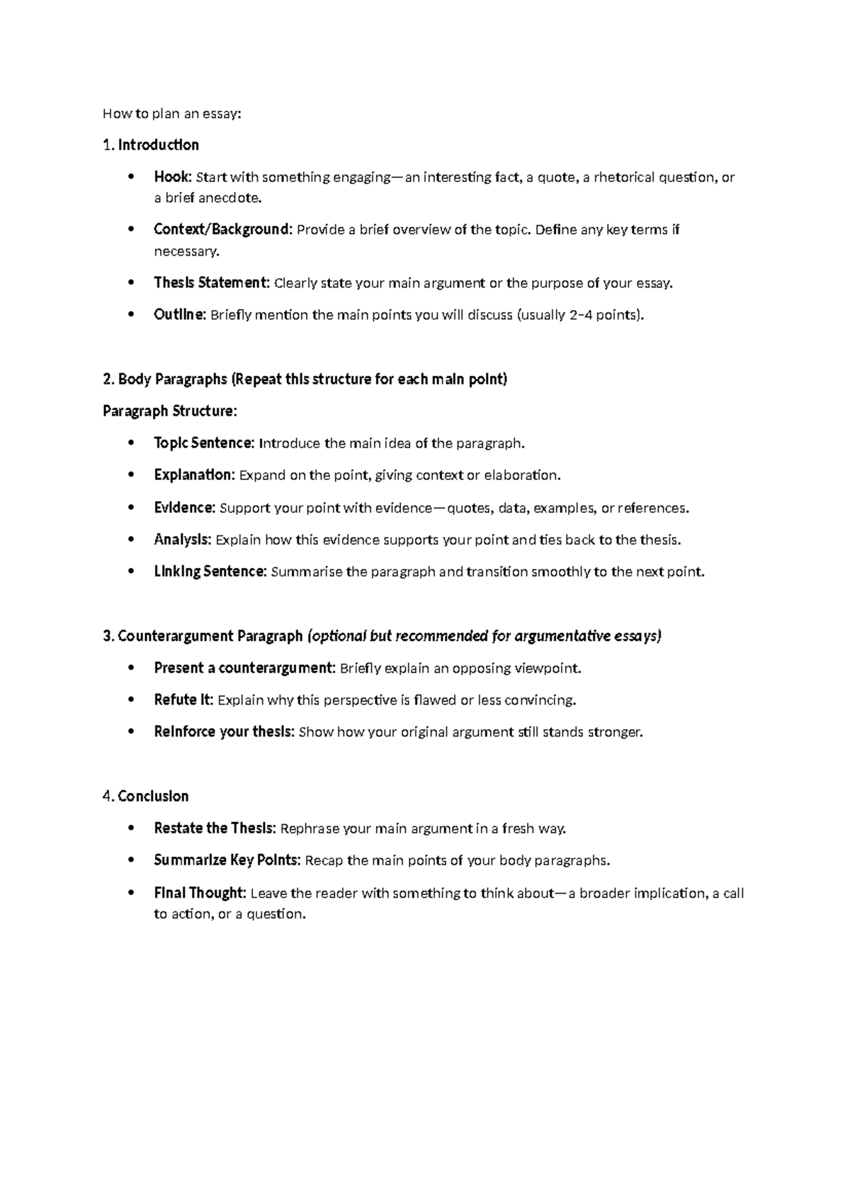 Essay Outline Guide: Structuring Your Argument Effectively - Studocu