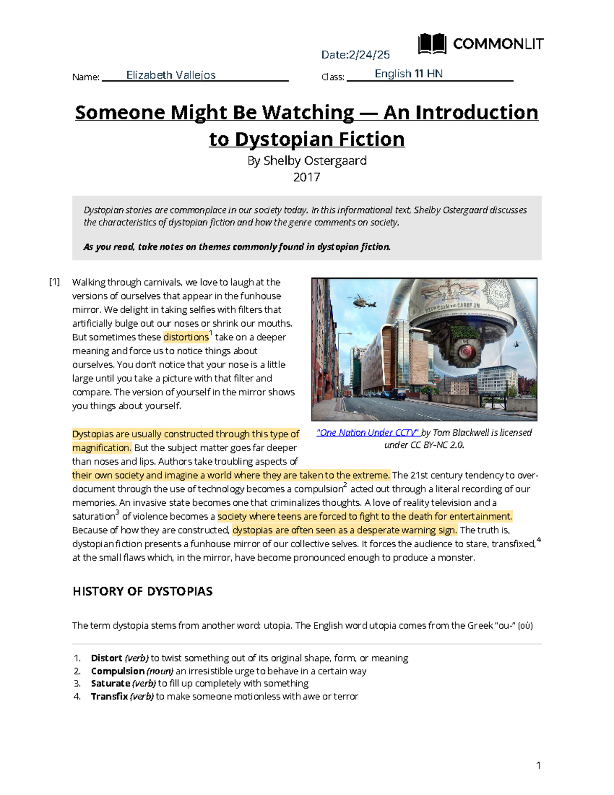 ENG 101: Dystopian Fiction Explained - An Introductory Overview - Studocu