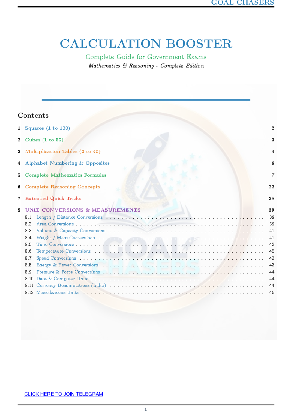 GOAL CHASERS MATHS REASONING FORMULAS COMPLETE GUIDE FOR EXAMS - Studocu
