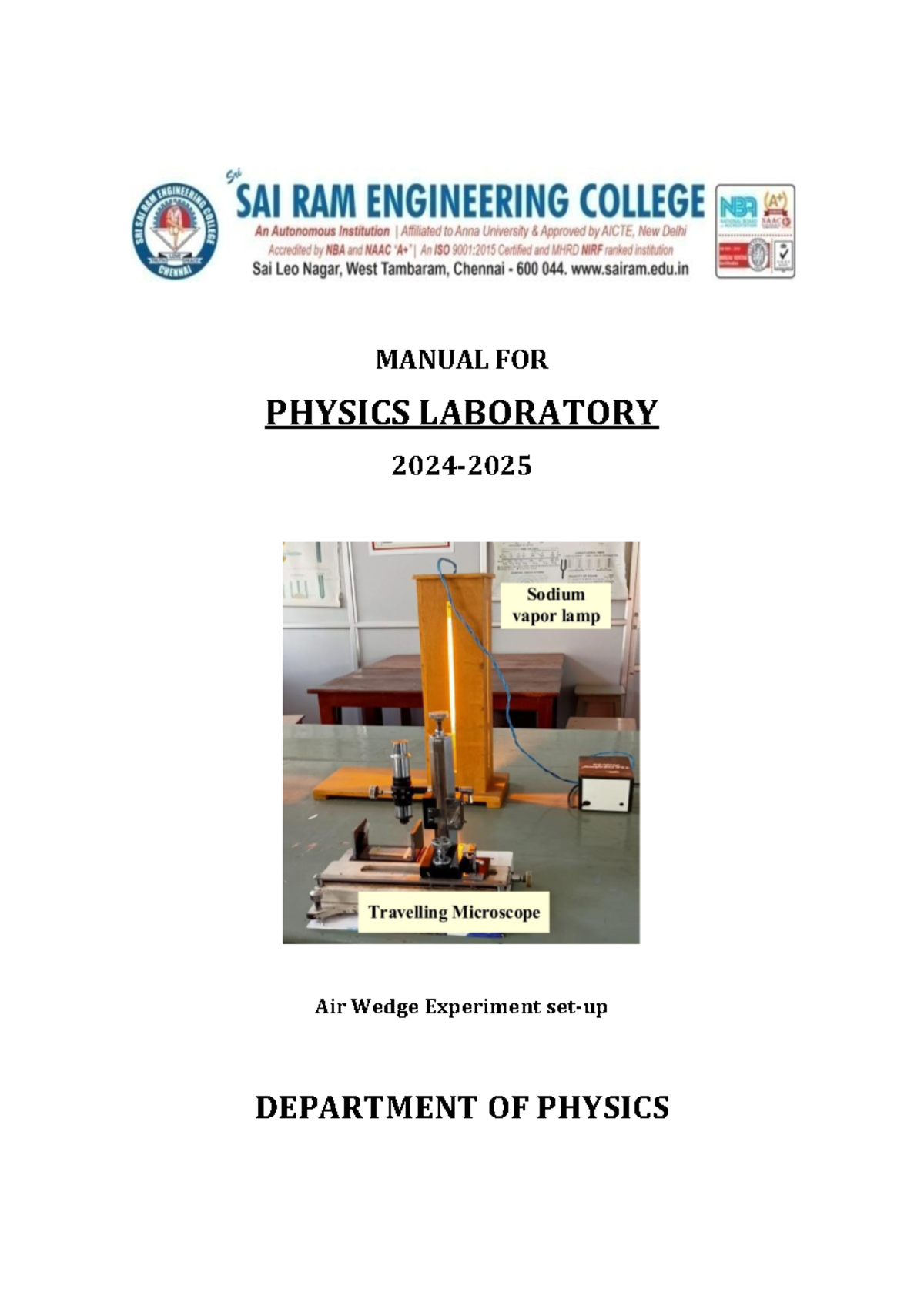 Physics Lab Manual 2024-25: Experiments and Guidelines (20BSPH101 ...