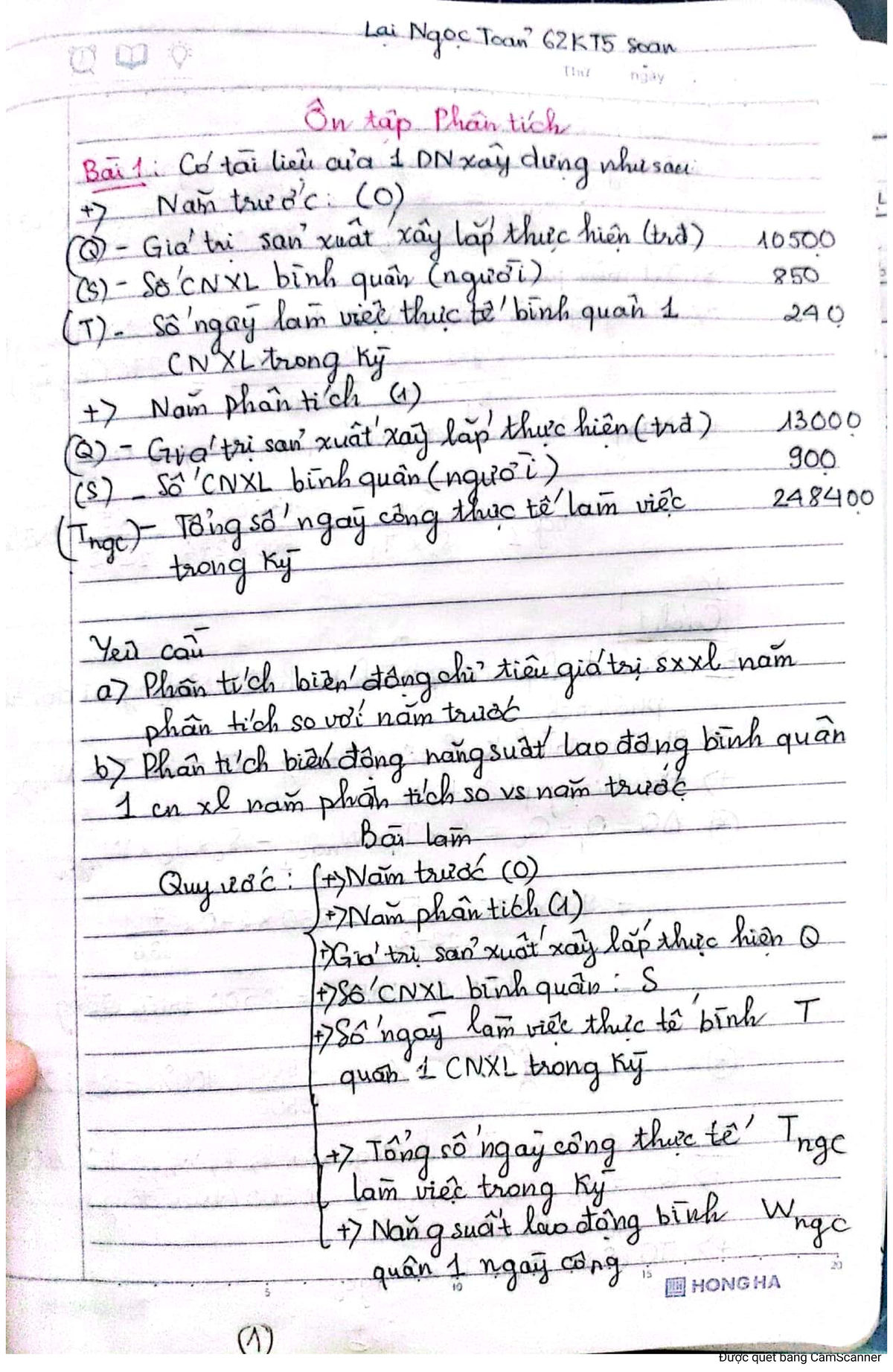 Phân tích DNXD - Hướng dẫn giải đề cương môn phân tích doanh nghiệp xây ...