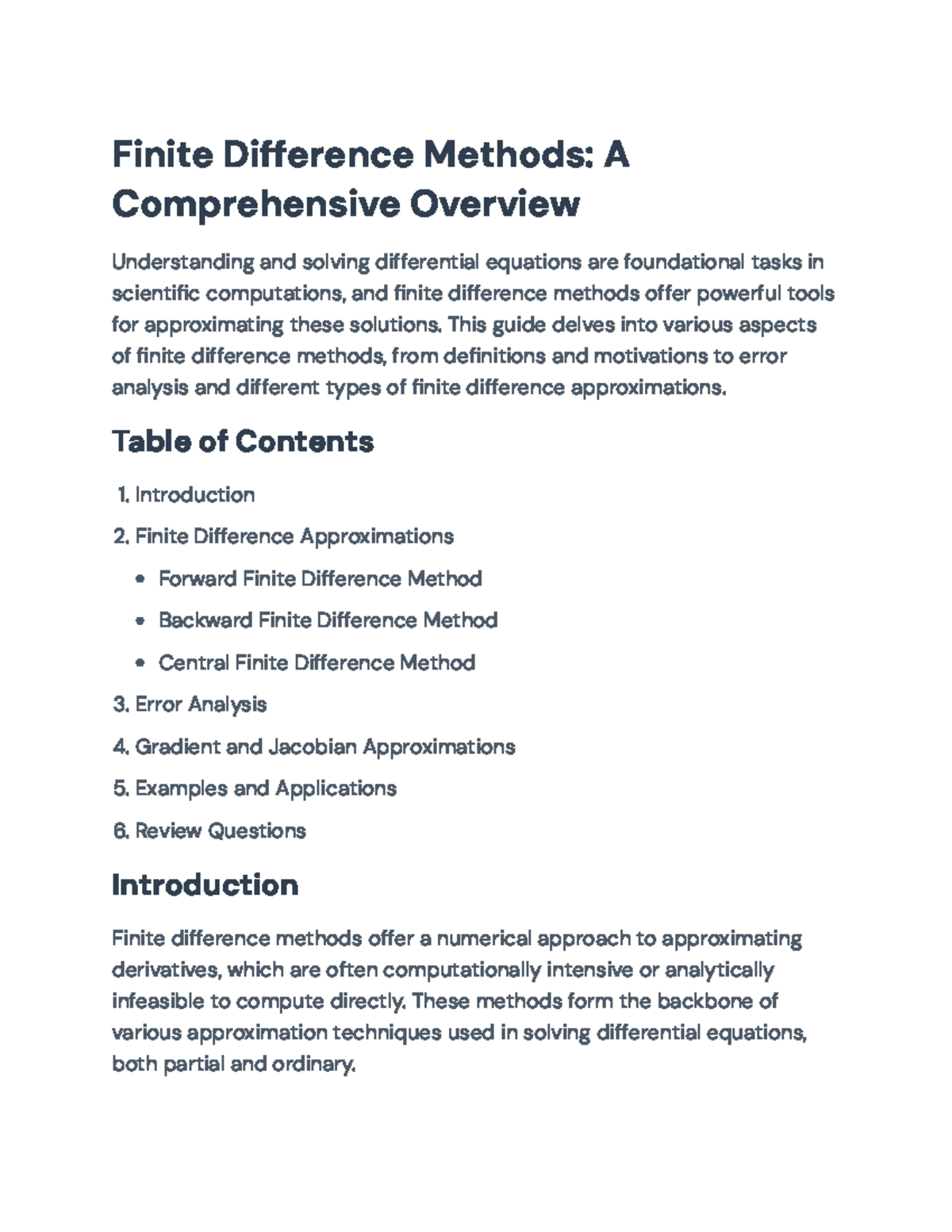CS 357: Finite Difference Methods - Comprehensive Overview ...