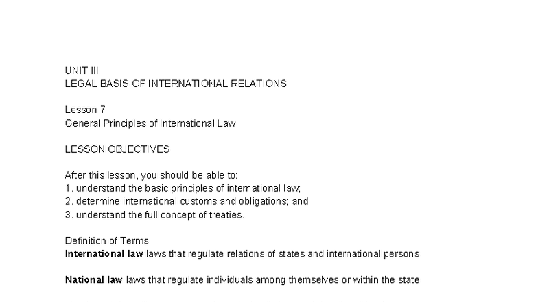 Legal Basis of International Relations: Lesson 7 - General Principles ...