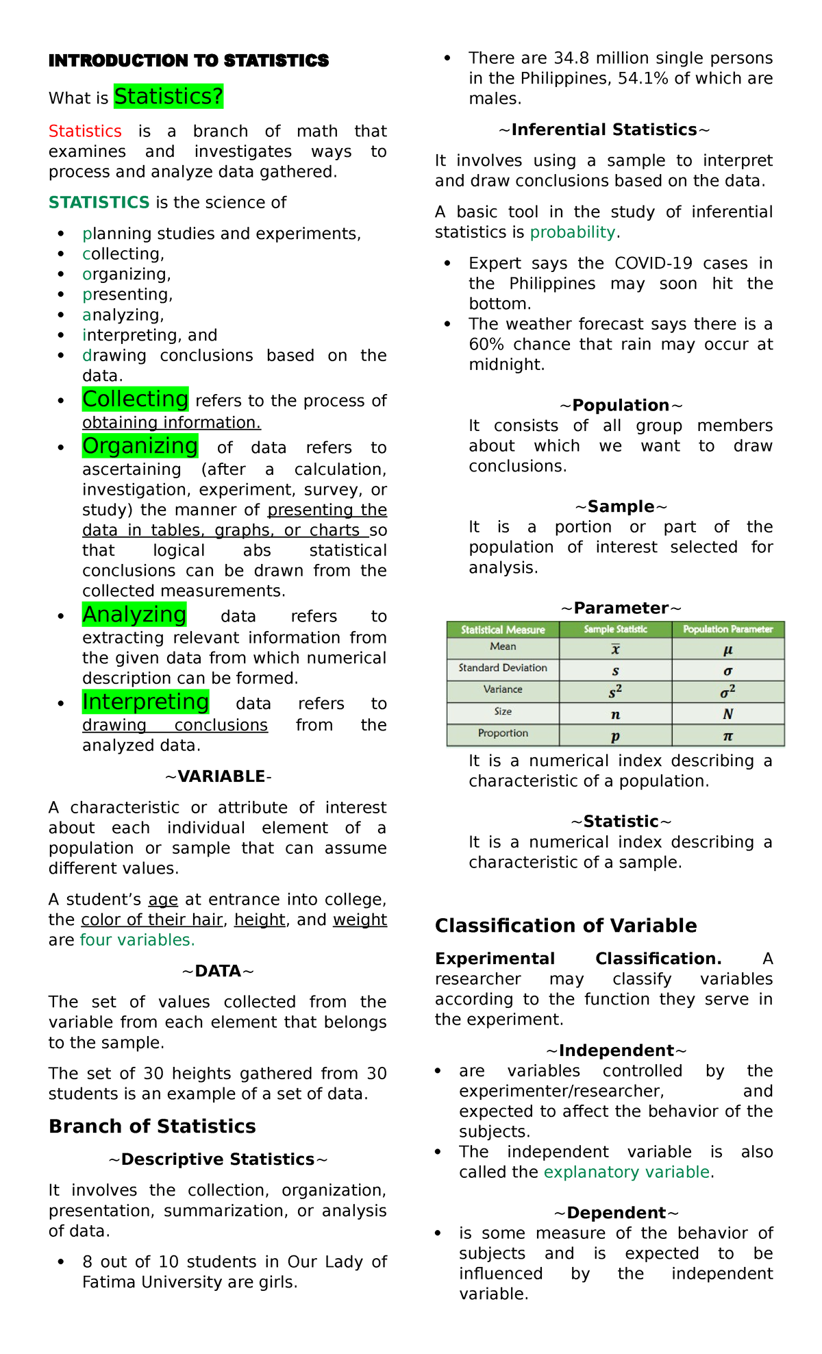 STAT 301: 3rd Quarter Reviewer on Statistics & Probability Concepts ...