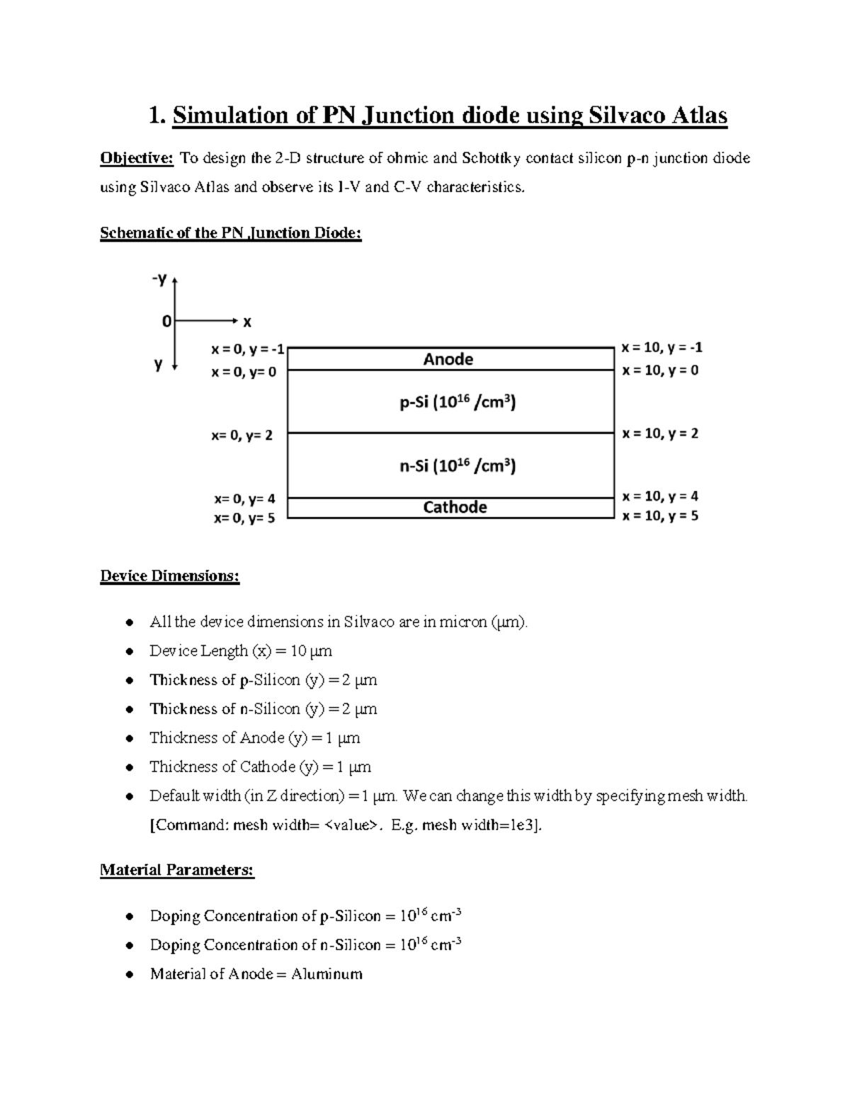 Diode Simulation Using Silvaco Atlas: PN Junction Characteristics - Studocu