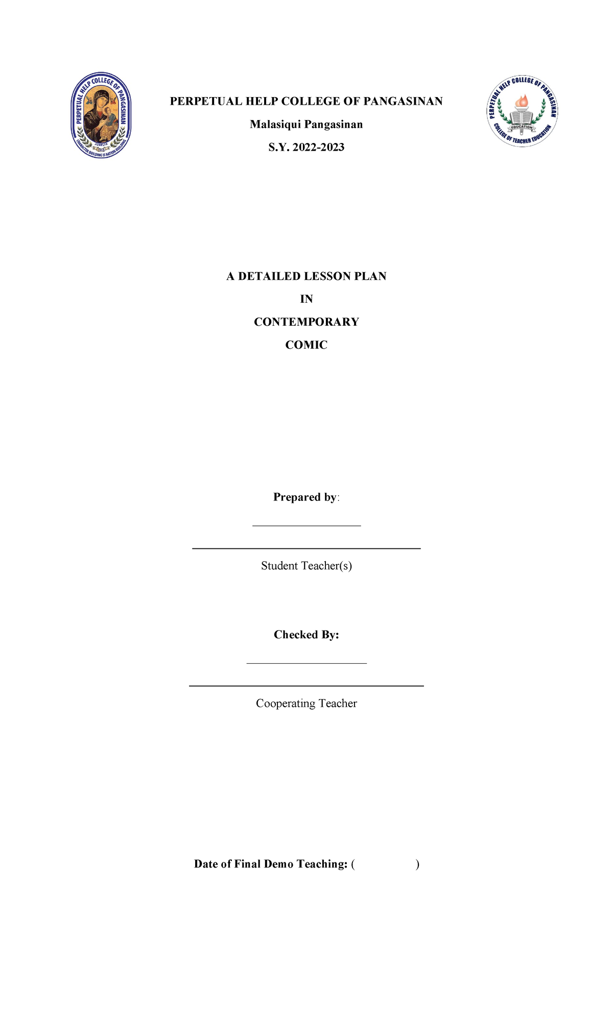 Sample-DLP: Detailed Lesson Plan on Imagery in Contemporary Comics ...