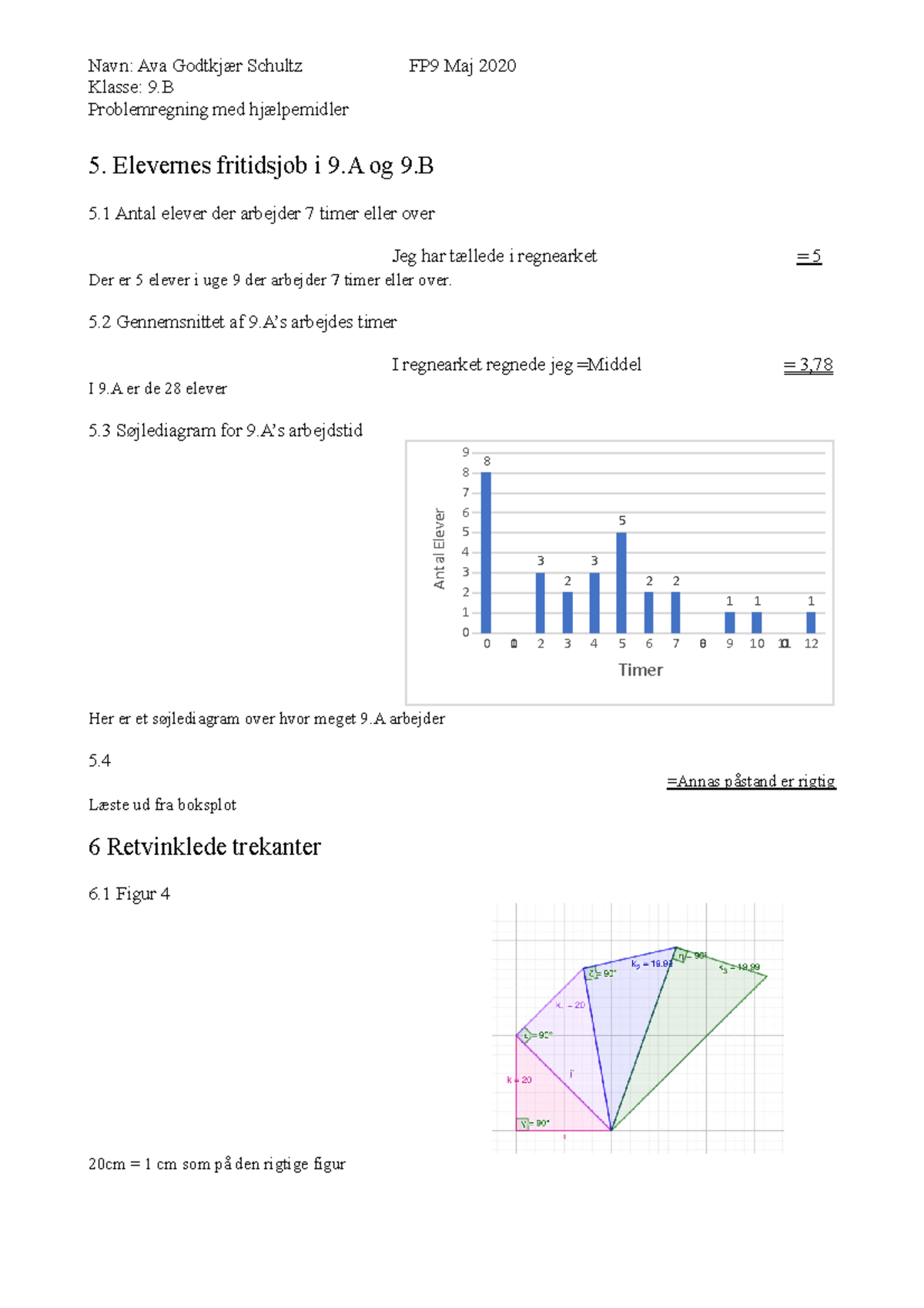 Problemregning FP9 Maj 2020 - 9.B Elevernes Fritidsjob og Geometri - Studocu
