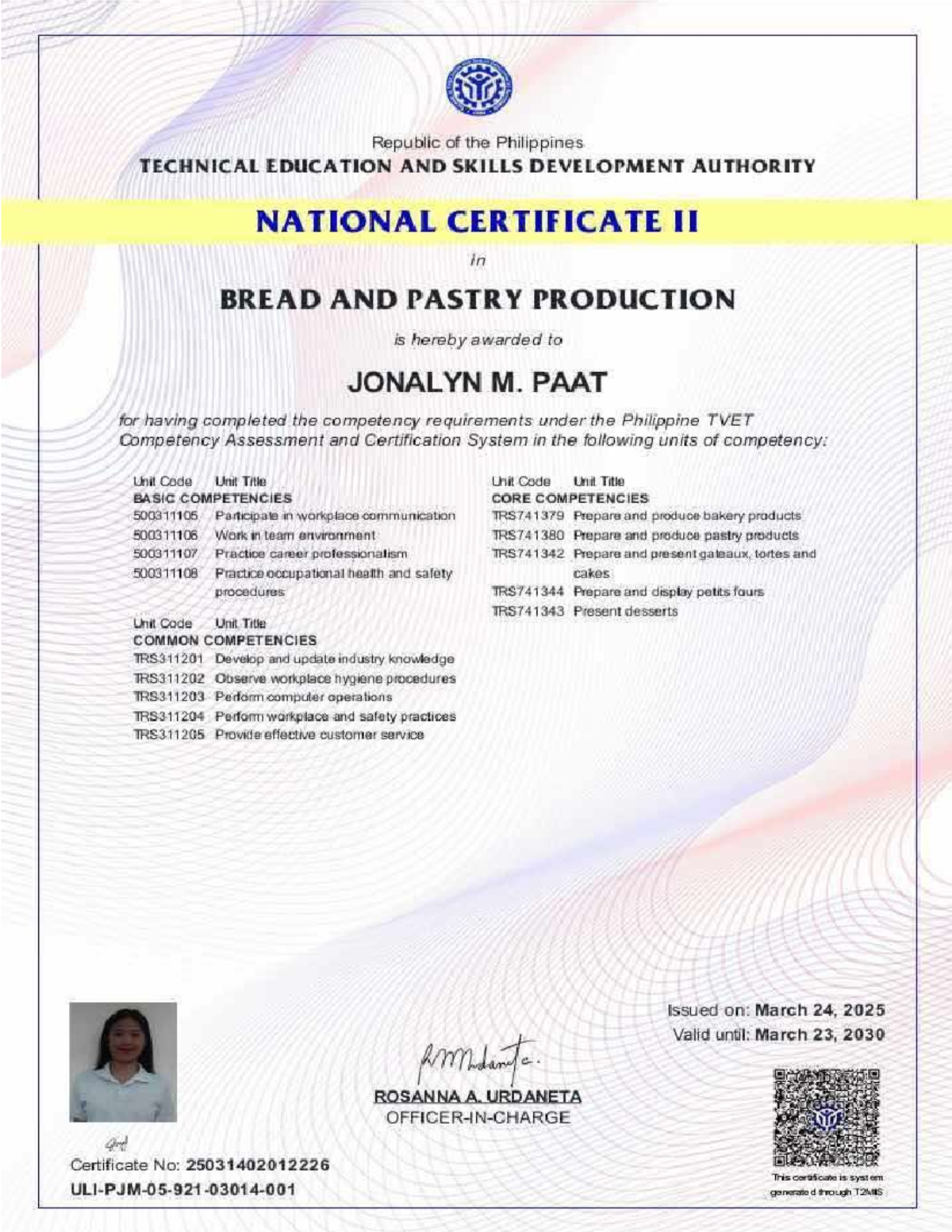 NC II in Bread and Pastry Production - Competency Certification - Studocu